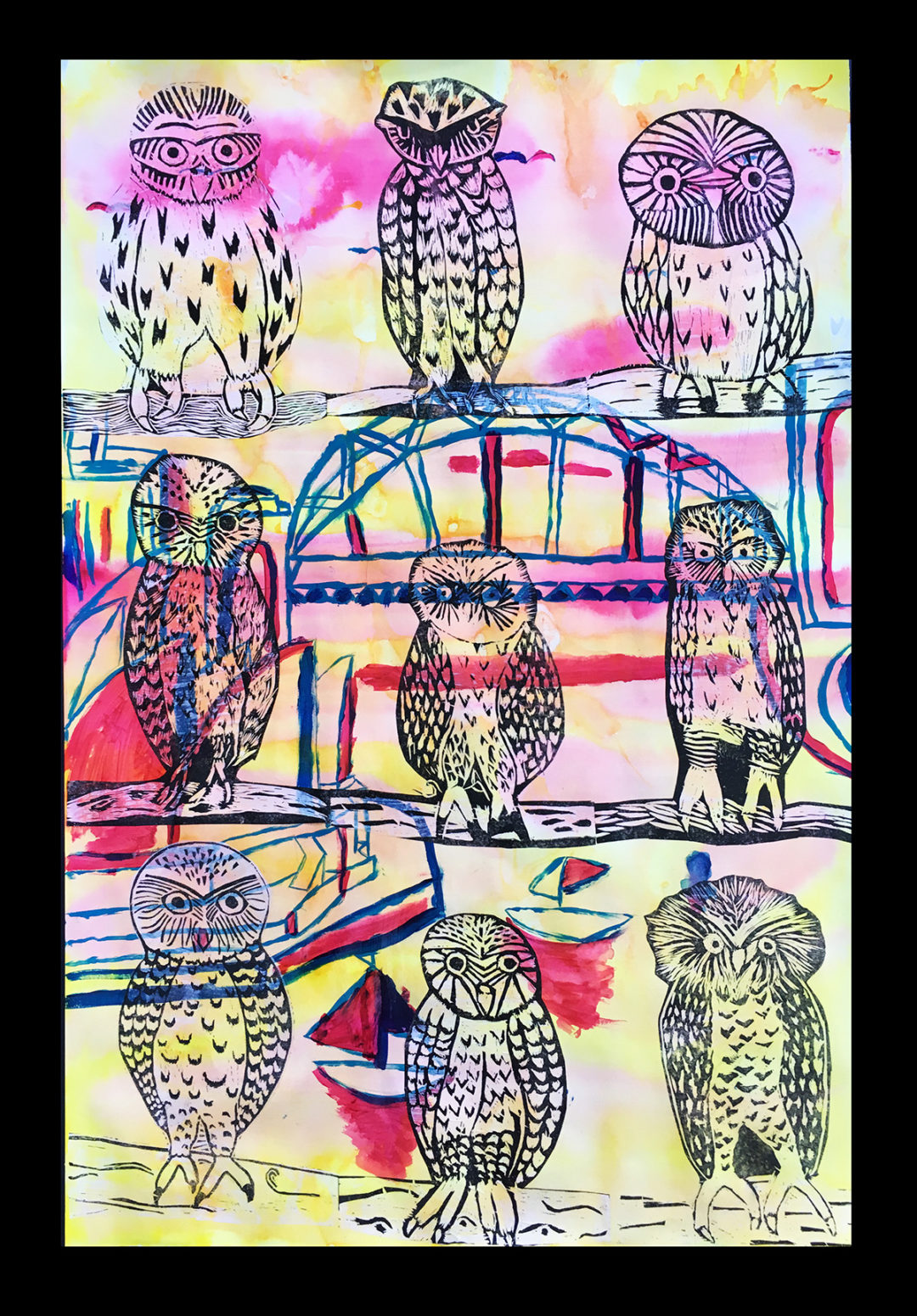 Powerful Owl Group Art Work | Art Box Workshops
